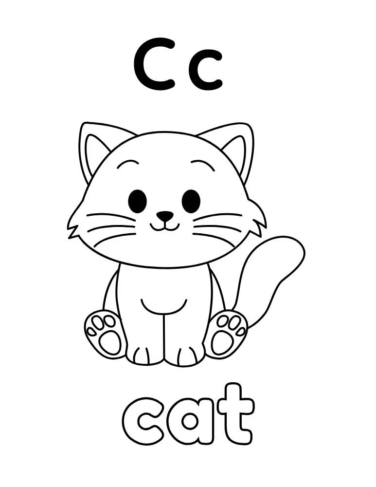 Letter C: Cat Coloring Page