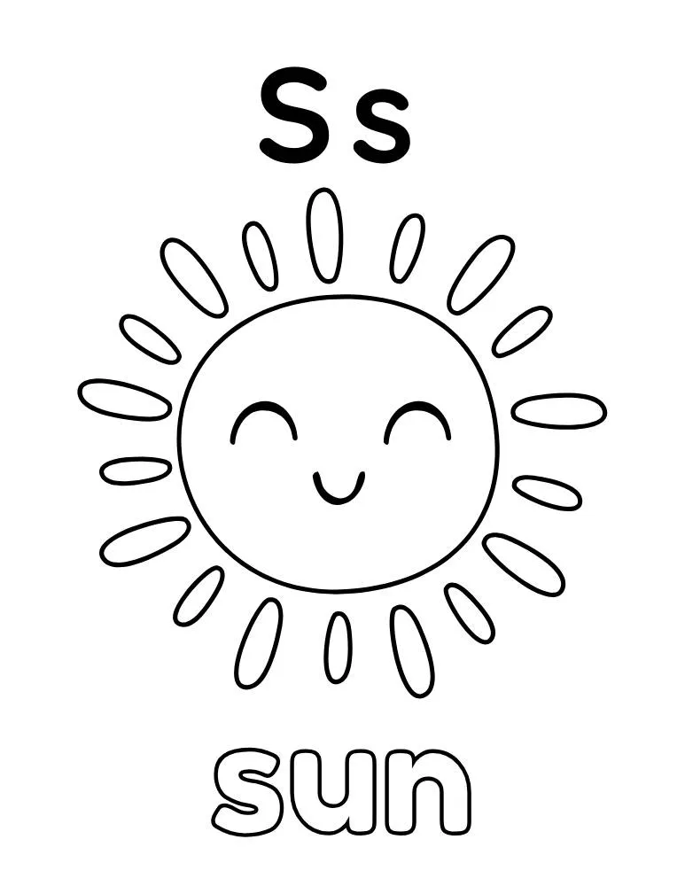 Letter S: Sun Coloring Page
